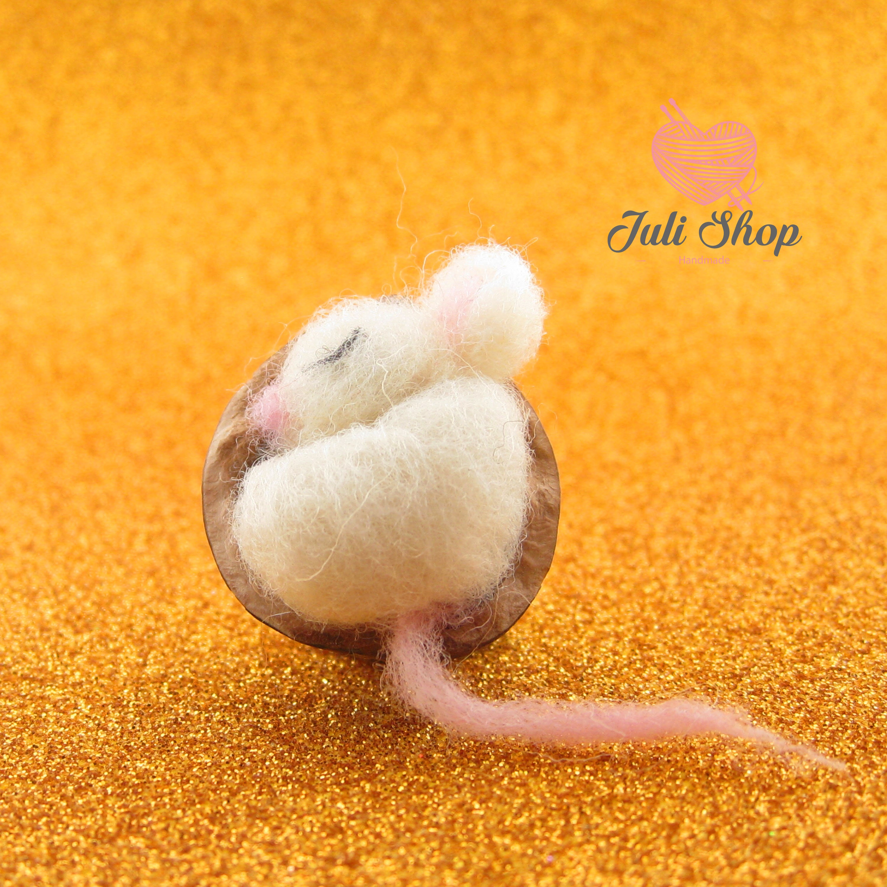 Sleepy Mouse in Walnut Shell Baby Mouse Felted Mouse Fridge Magnet ...