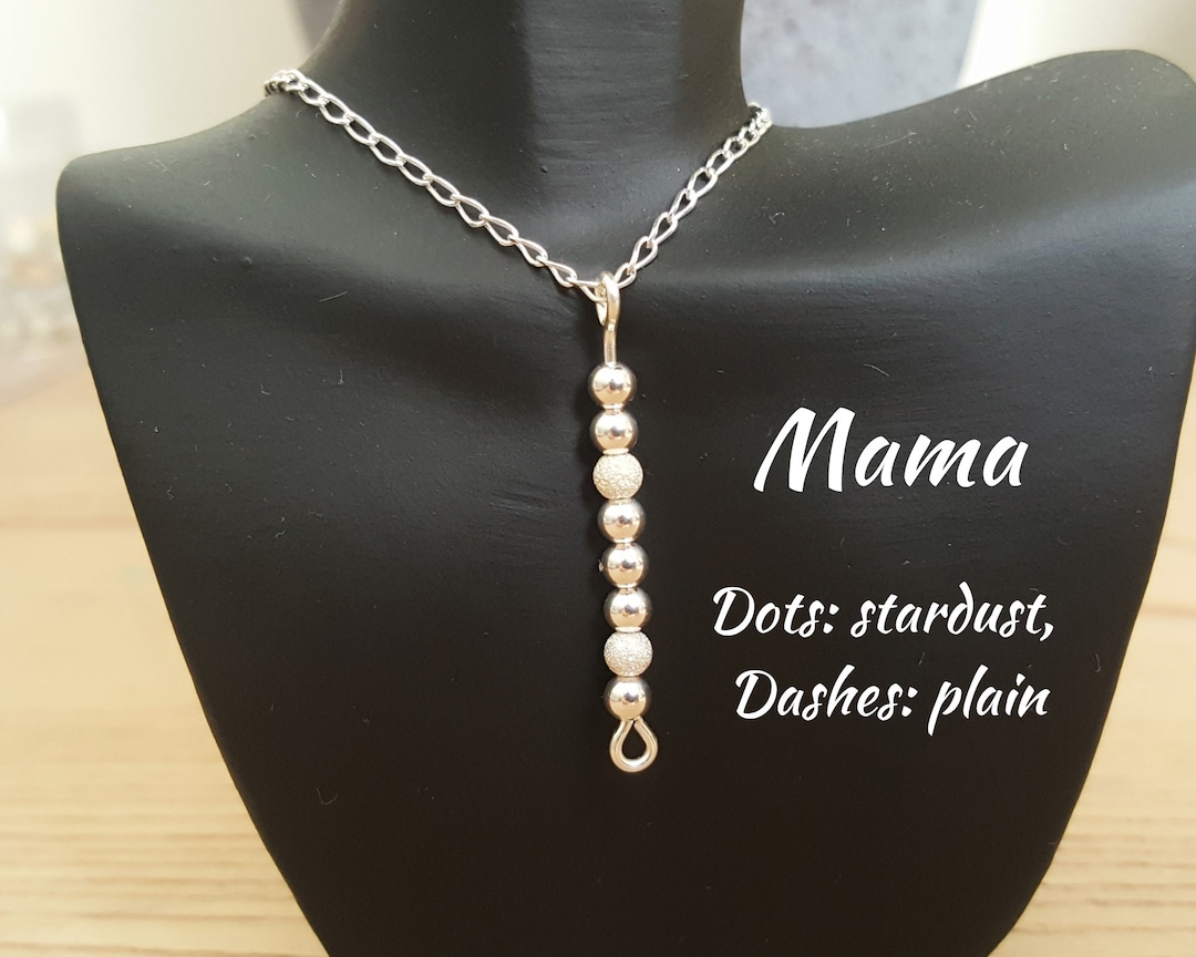 Sterling Silver Morse Code Necklace With Beads, Morse Code Custom Necklace, Secret Message ...