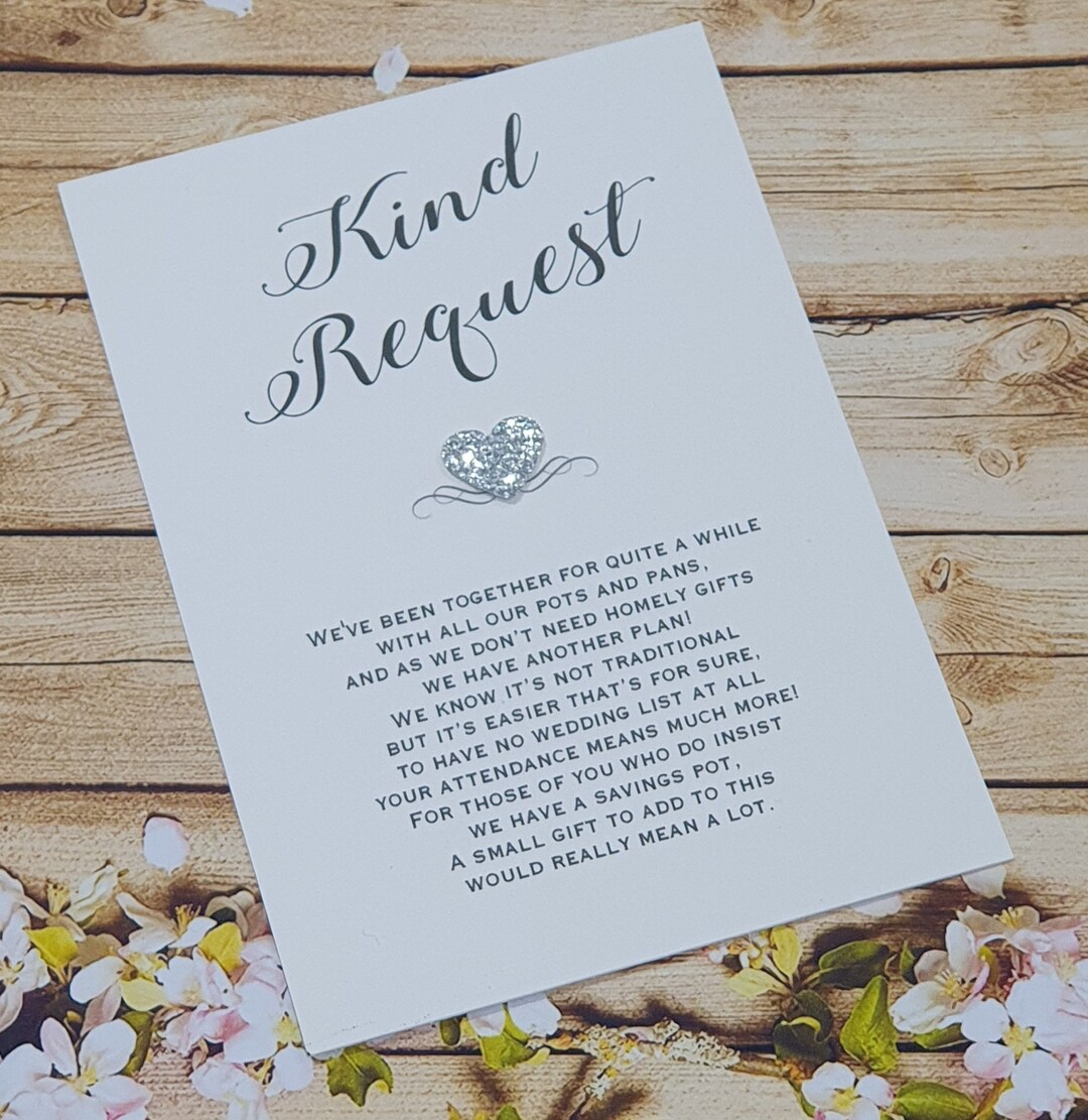 Modern Glitter Heart Kind Request Card Cash Poem - Etsy UK