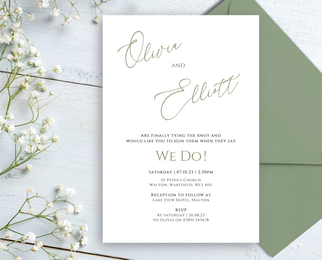 Wedding Invitations Personalised, Evening Reception Invitation, Day ...