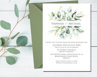 Botanical Wedding or Evening Invitations - Etsy UK
