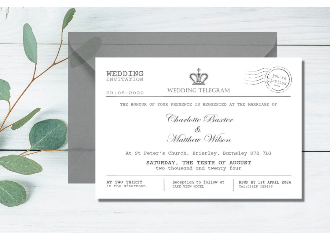 Wedding and Evening Invitations Telegram Design - Etsy