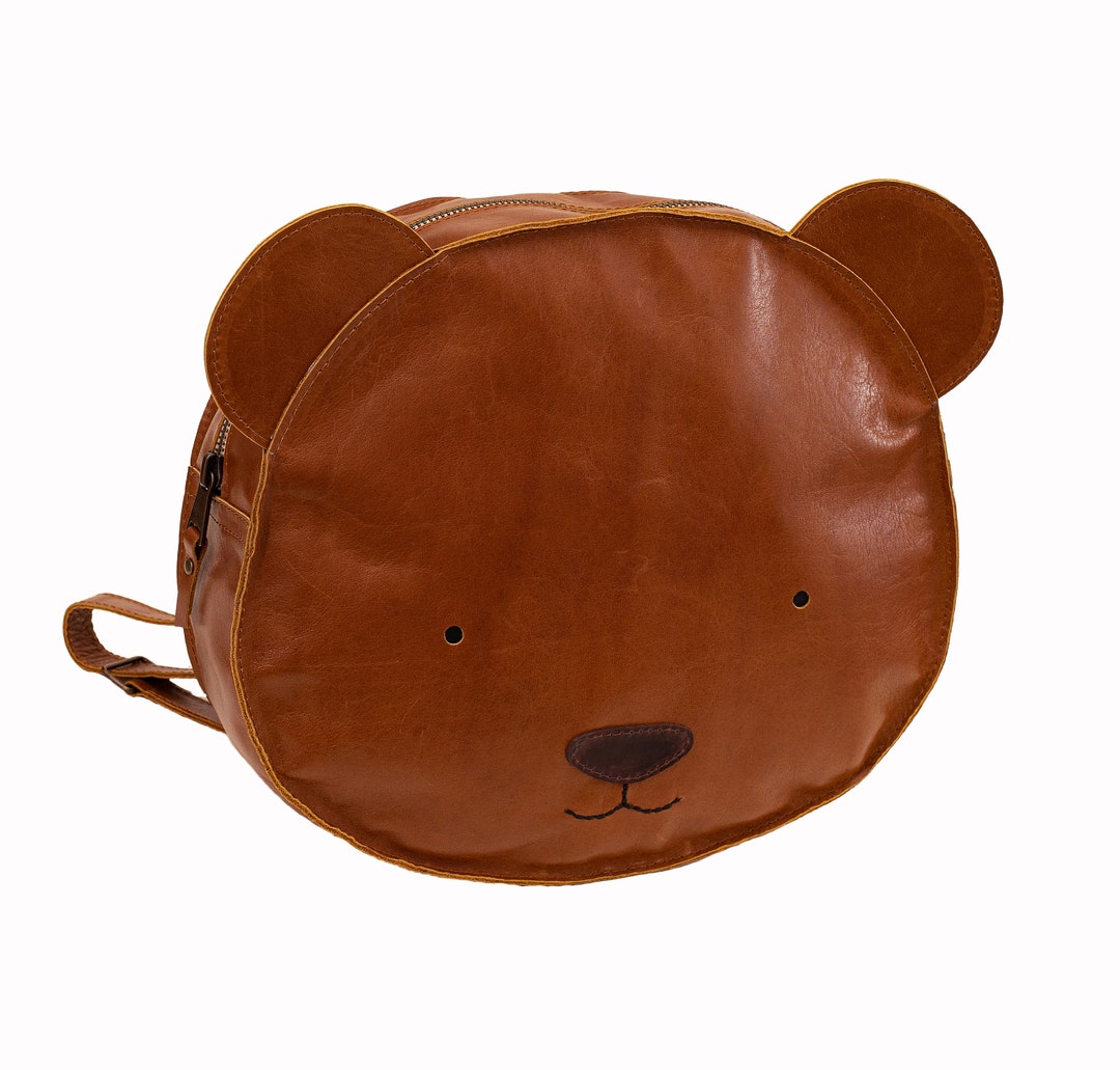 Personalized School Leather Backpack, Teddy Bear Preschool Bag for Kids ...