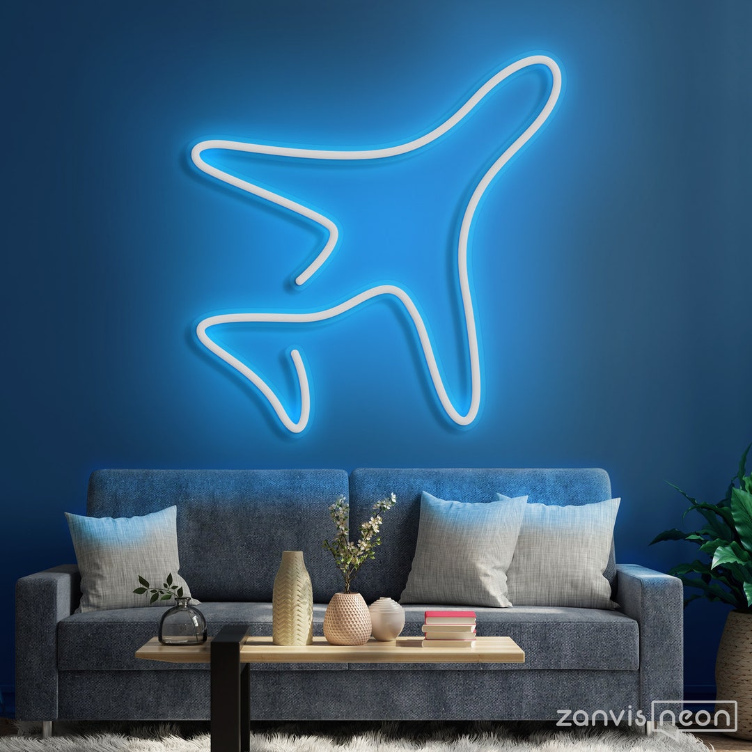 Airplane Neon Sign: LED Wall Art Decor - Etsy