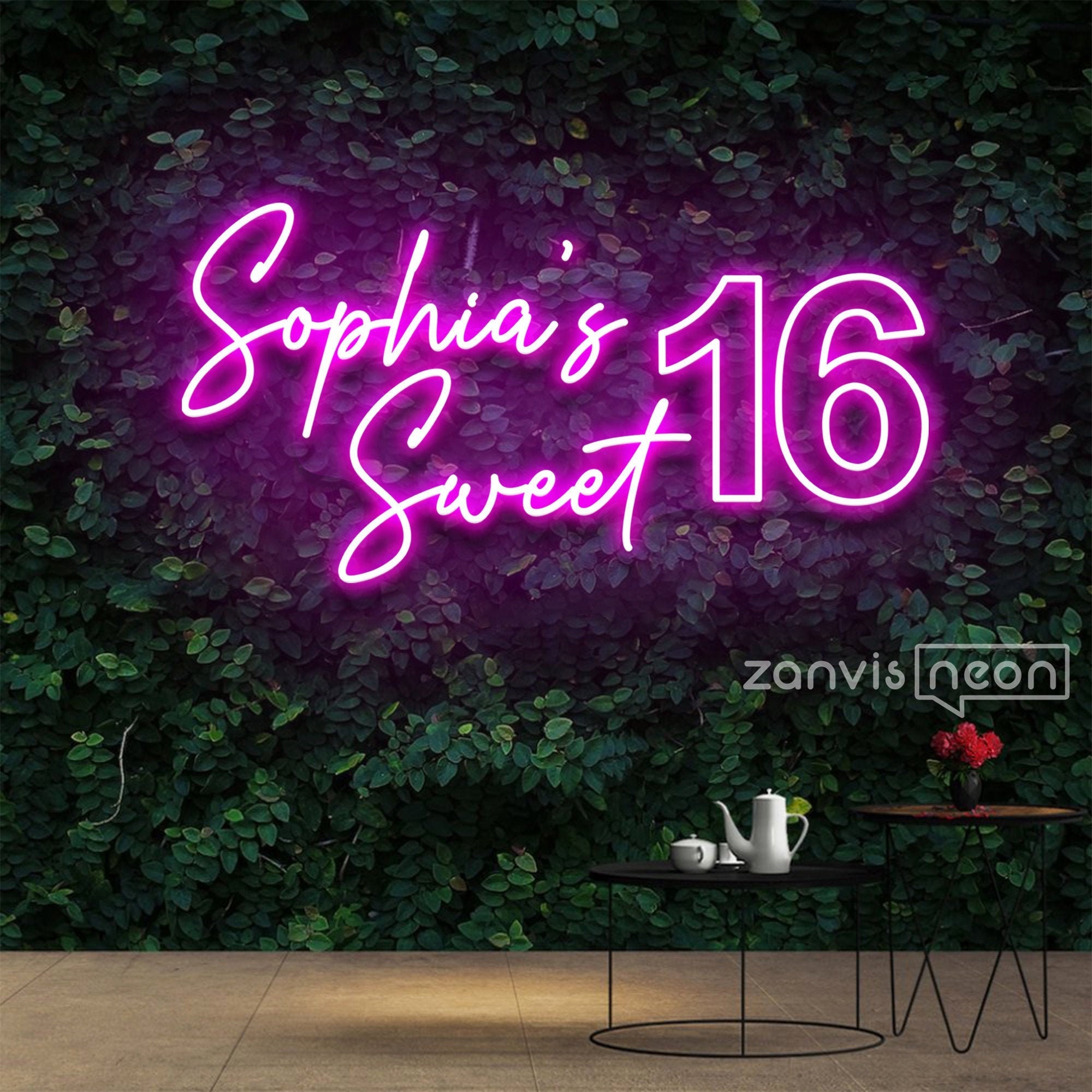 Sweet 16 Neon Sign Custom Name Sweet 16 Party Decorations | Etsy