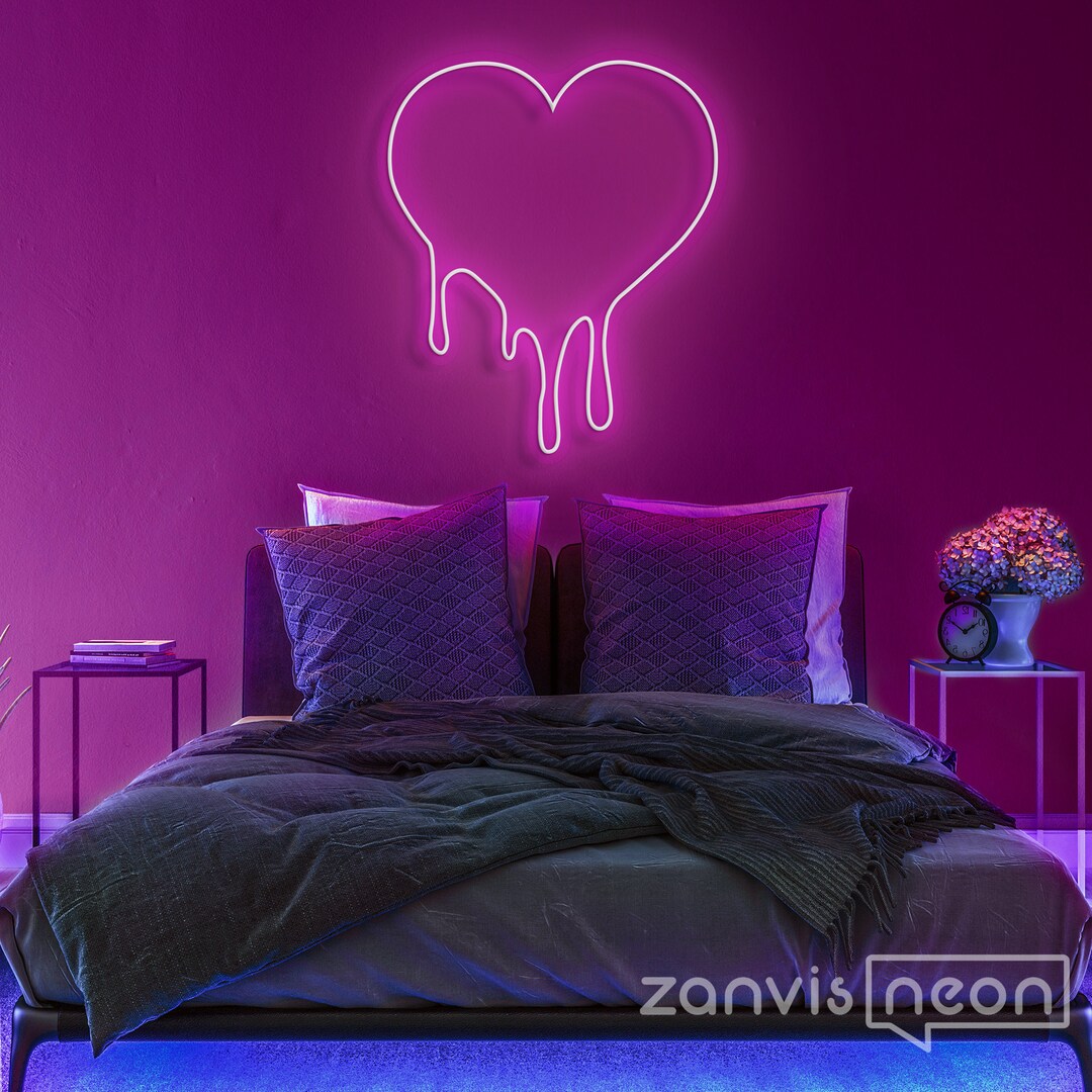 MELTING HEART DRIPPING Heart Neon Sign Light Office Living Room ...