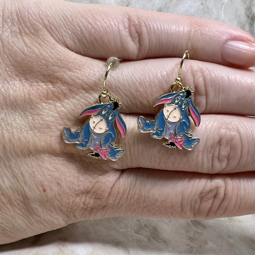 Enamel Shy Sleepy Eeyore Earrings 14K Gold Plated or Filled Hooks ...