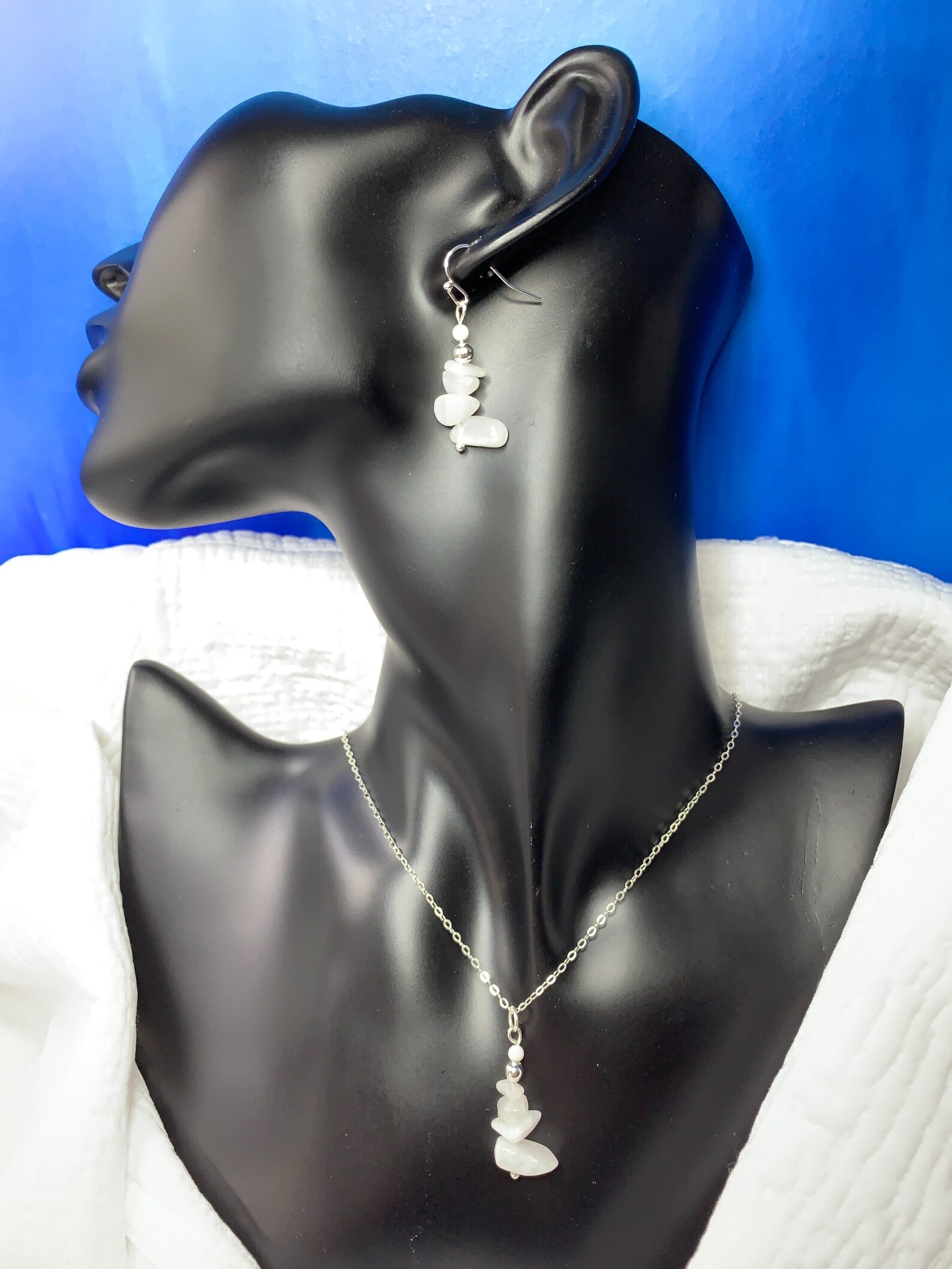 White Alabaster Necklace Small Natural Stone Art Pendant on - Etsy