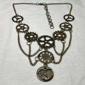 Steampunk Necklace With Bronze Gears and Chains is Adjustable From ...