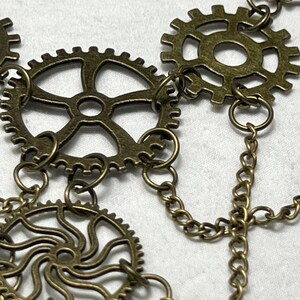 Steampunk Necklace With Bronze Gears and Chains is Adjustable From ...