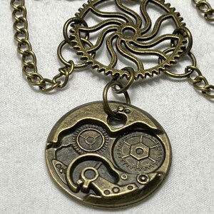 Steampunk Necklace With Bronze Gears and Chains is Adjustable From ...