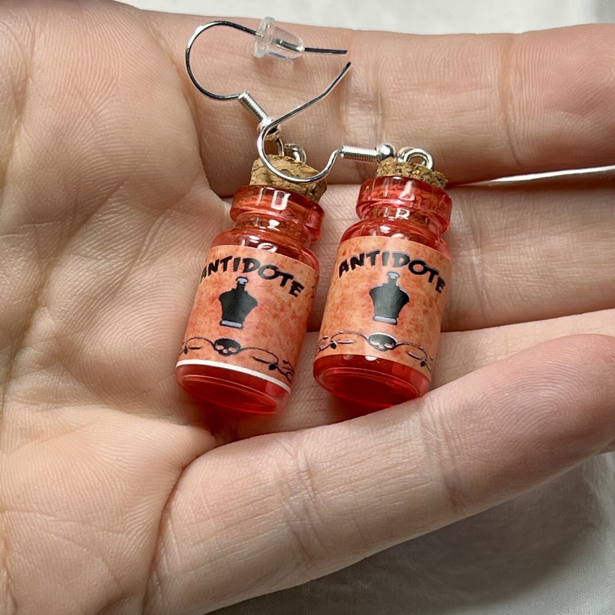 Antidote Bright Orange Wizard Potion Charm Bottle Earrings - Etsy
