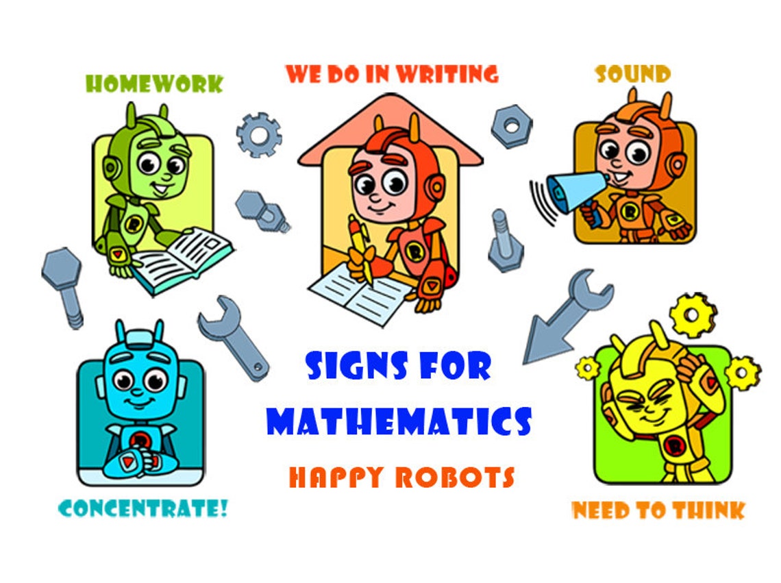 Cute Cartoon Robots, Symbol Illustration for Math Science, Clipart PNG ...