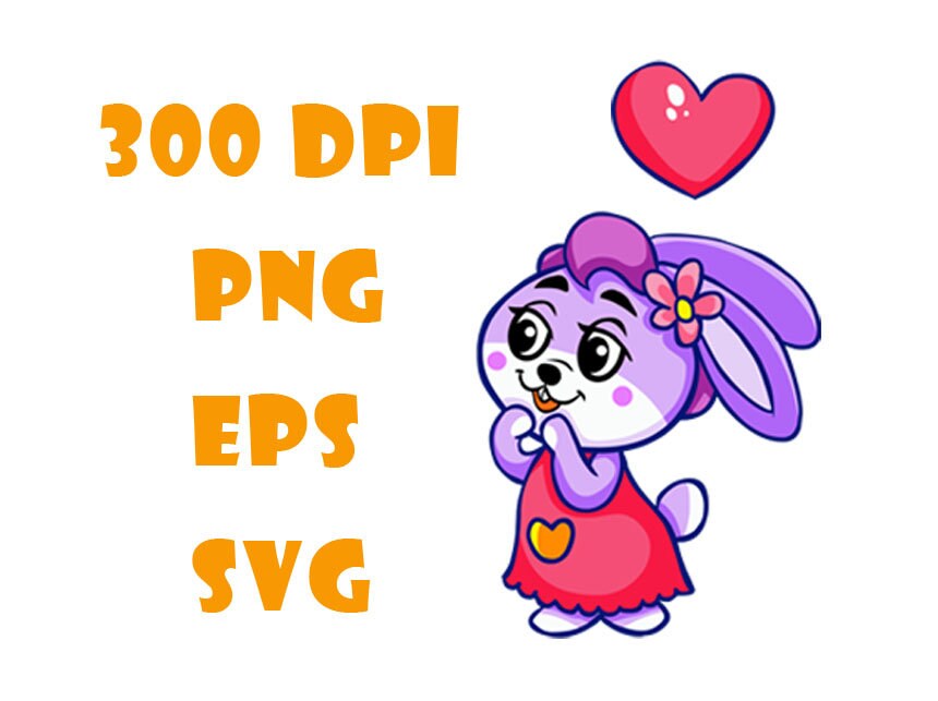 Rabbit Clipart, Cute Rabbit Clipart Set Vector Clips Instant Download ...