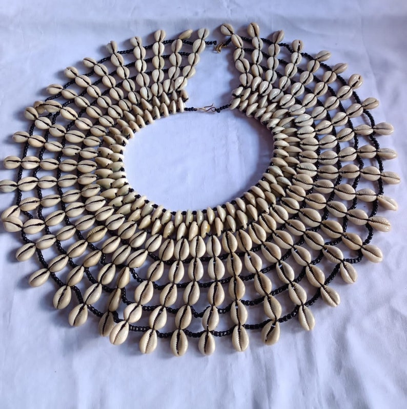 African Cowrie Collar Necklace. Sea Shell Bib Necklace - Etsy