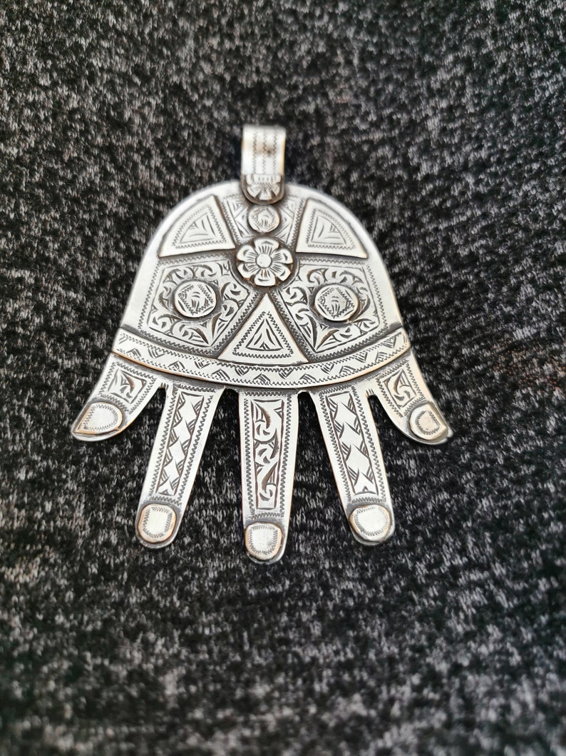 Vintage Moroccan Khamsa Hand of Fatima Pendant - Authentic Berber ...