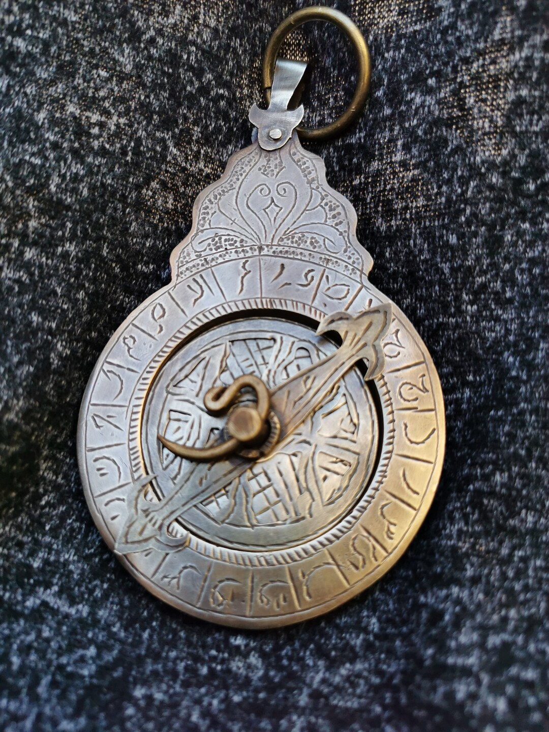 Authentic Antique Astrolabe Moroccan Etched Brass Vintage Scientific ...