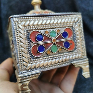 Vintage Moroccan Enamel Box Jewelry - Handmade, Unique Design ...
