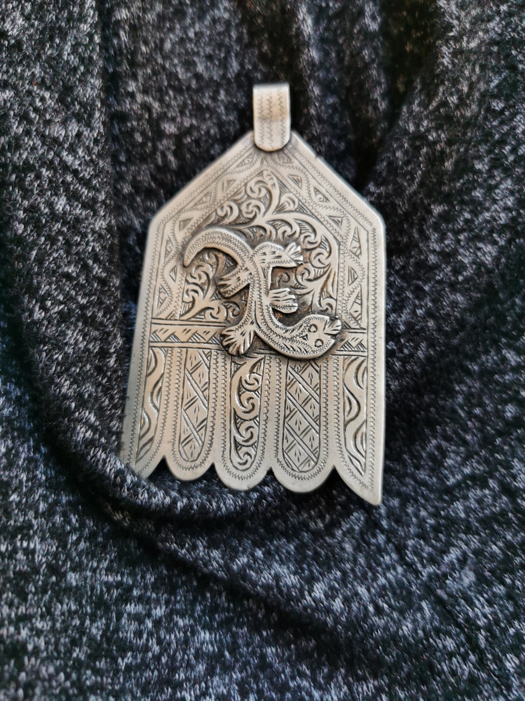 Moroccan Hand-carved Berber Pendant Amulet Khamsa, Tuareg Khamsa, Charm ...