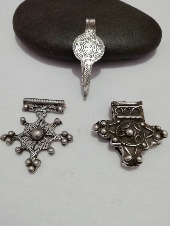 3 Traditional Moroccan Berber Silver Cross pendant Ol… - Gem