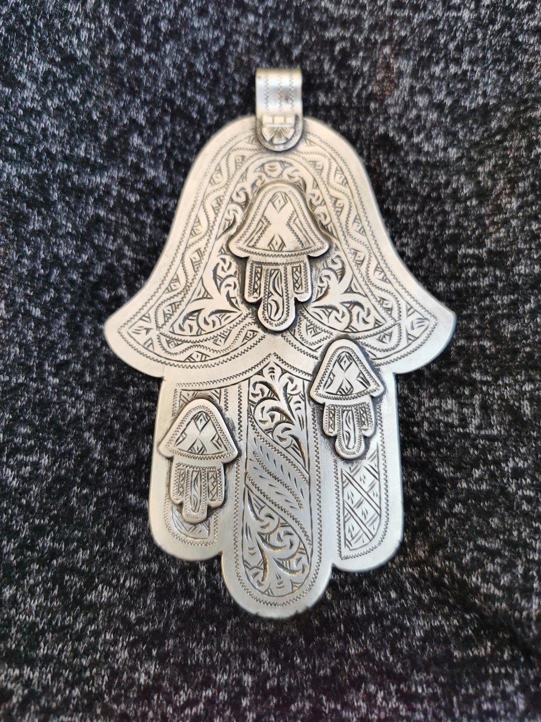 Vintage Moroccan Khamsa Amulet - Hand of Fatima Jewelry - Berber Jewish ...