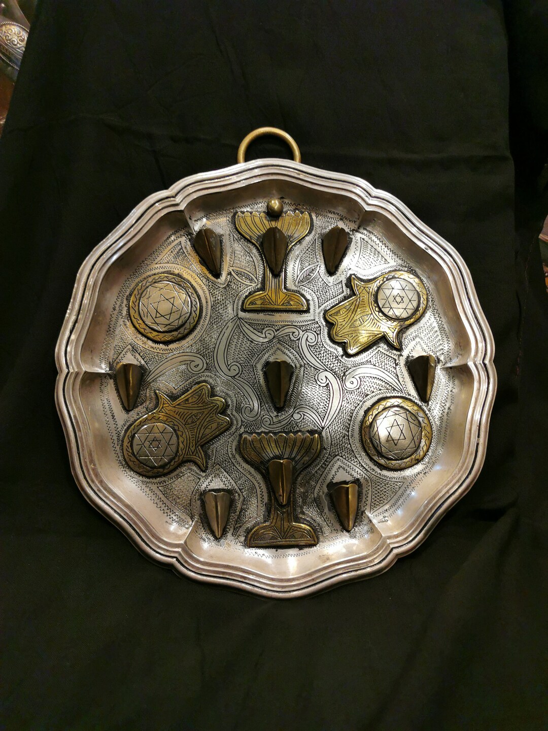 Moroccan Jewish Engraved Tray Wall Hanging Decor Scalloped - Etsy