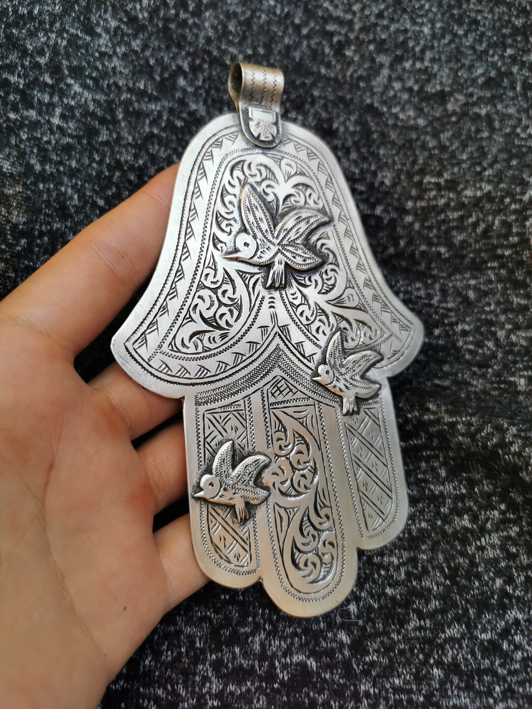 Moroccan Hand-carved Berber Pendant Amulet Khamsa, Tuareg Khamsa, Charm ...