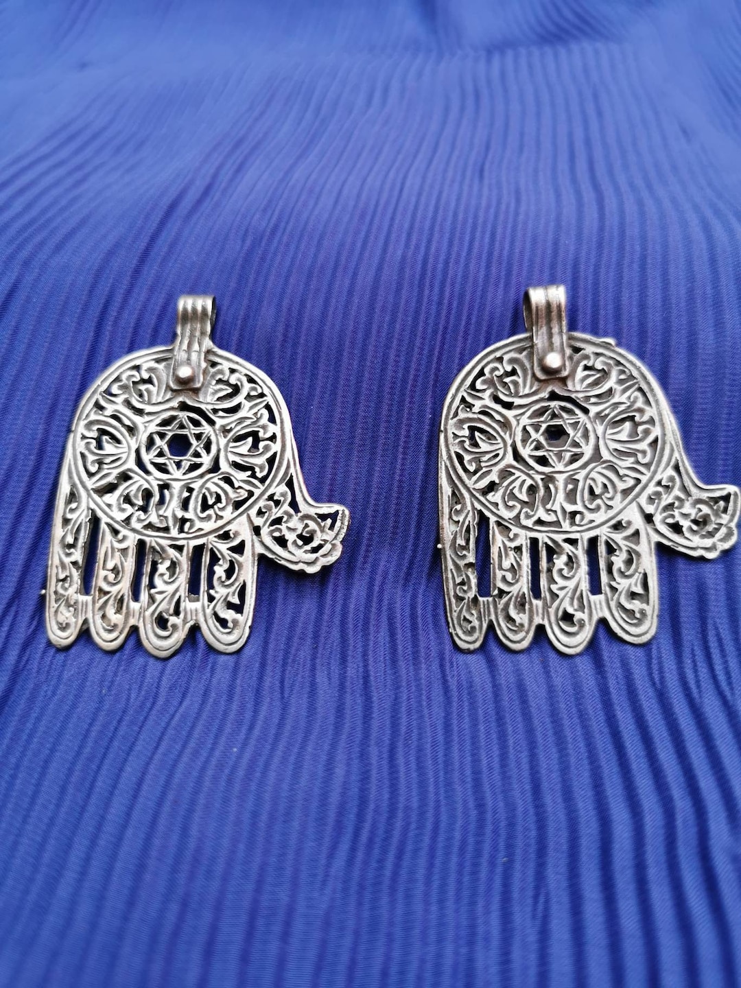 Moroccan Jewish Old Silver Hand of Fatima Hamsa Pendant Amulet, Berber ...
