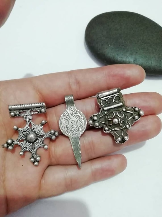 3 Traditional Moroccan Berber Silver Cross pendant Ol… - Gem