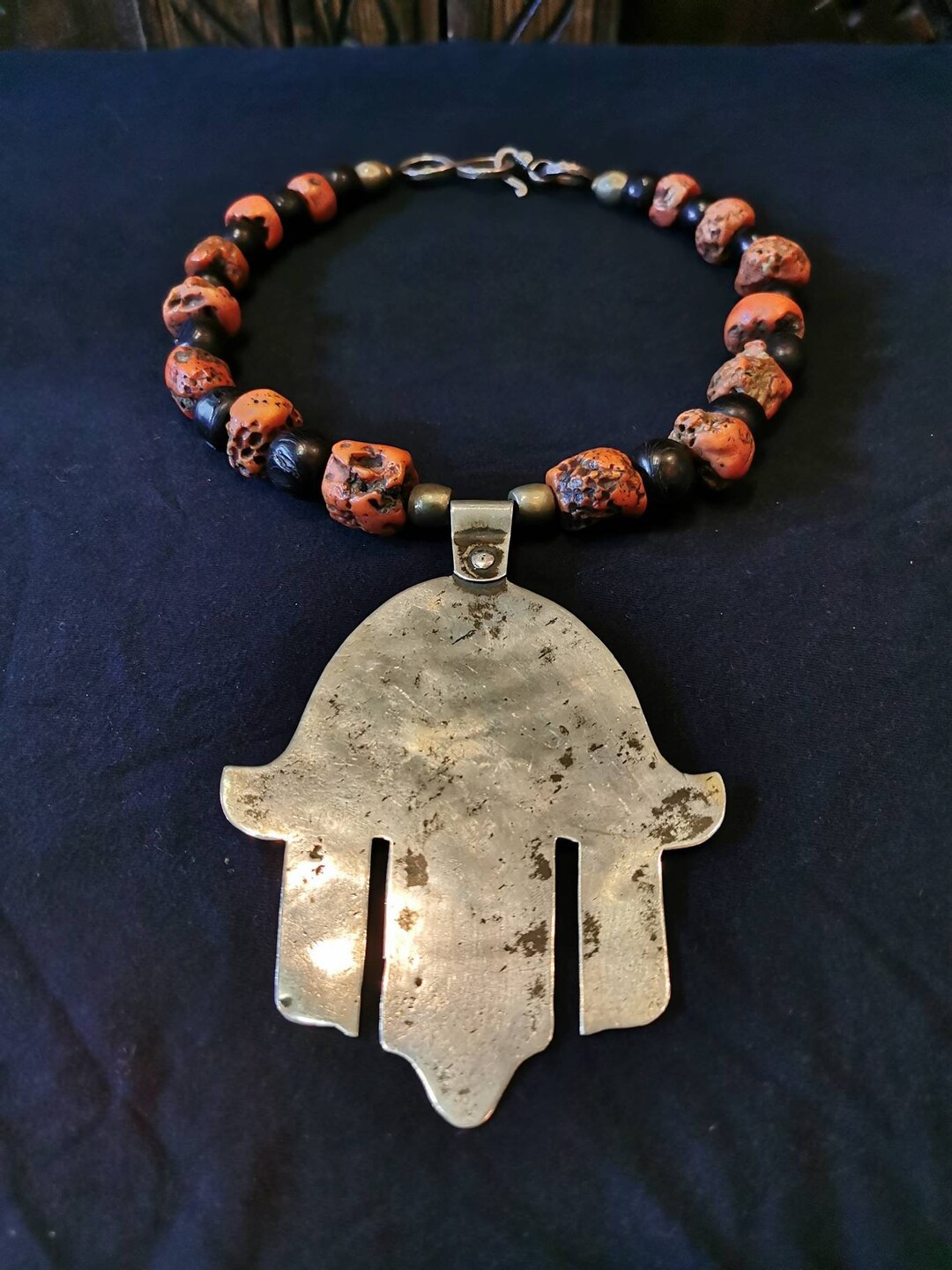 Berber Jewelry, Moroccan Antique Silver Necklace With a Old Moroccan ...