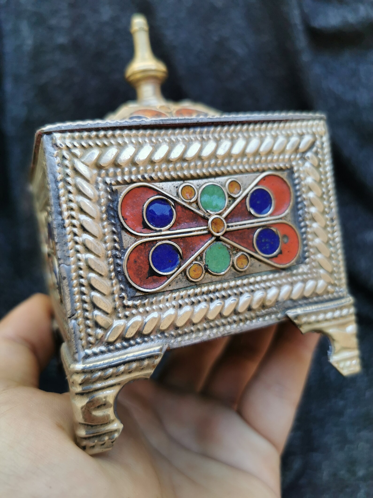 Vintage Moroccan Enamel Box Jewelry - Handmade, Unique Design ...