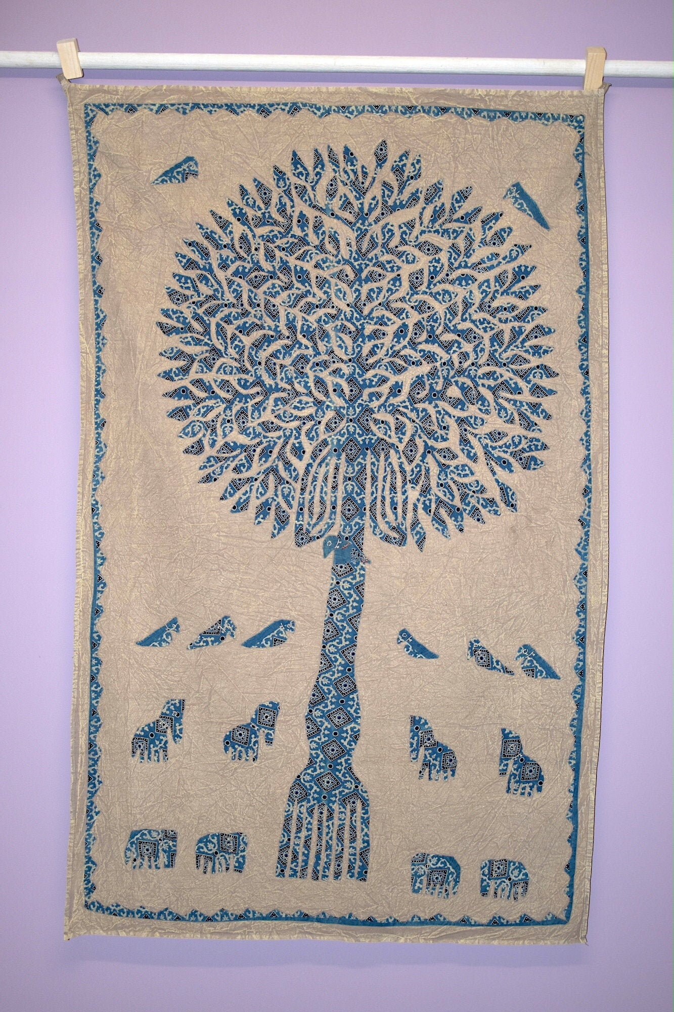 Tapisserie murale arbre de vie patchwork blockprint sur | Etsy