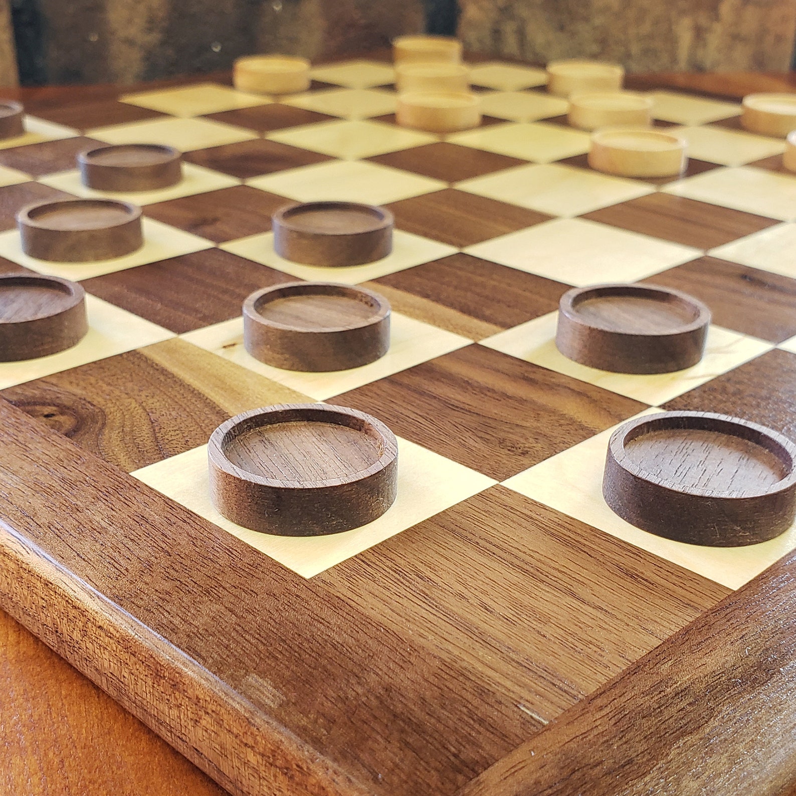 Checker Set Handmade Wood Checker Board Checker Board Wood - Etsy