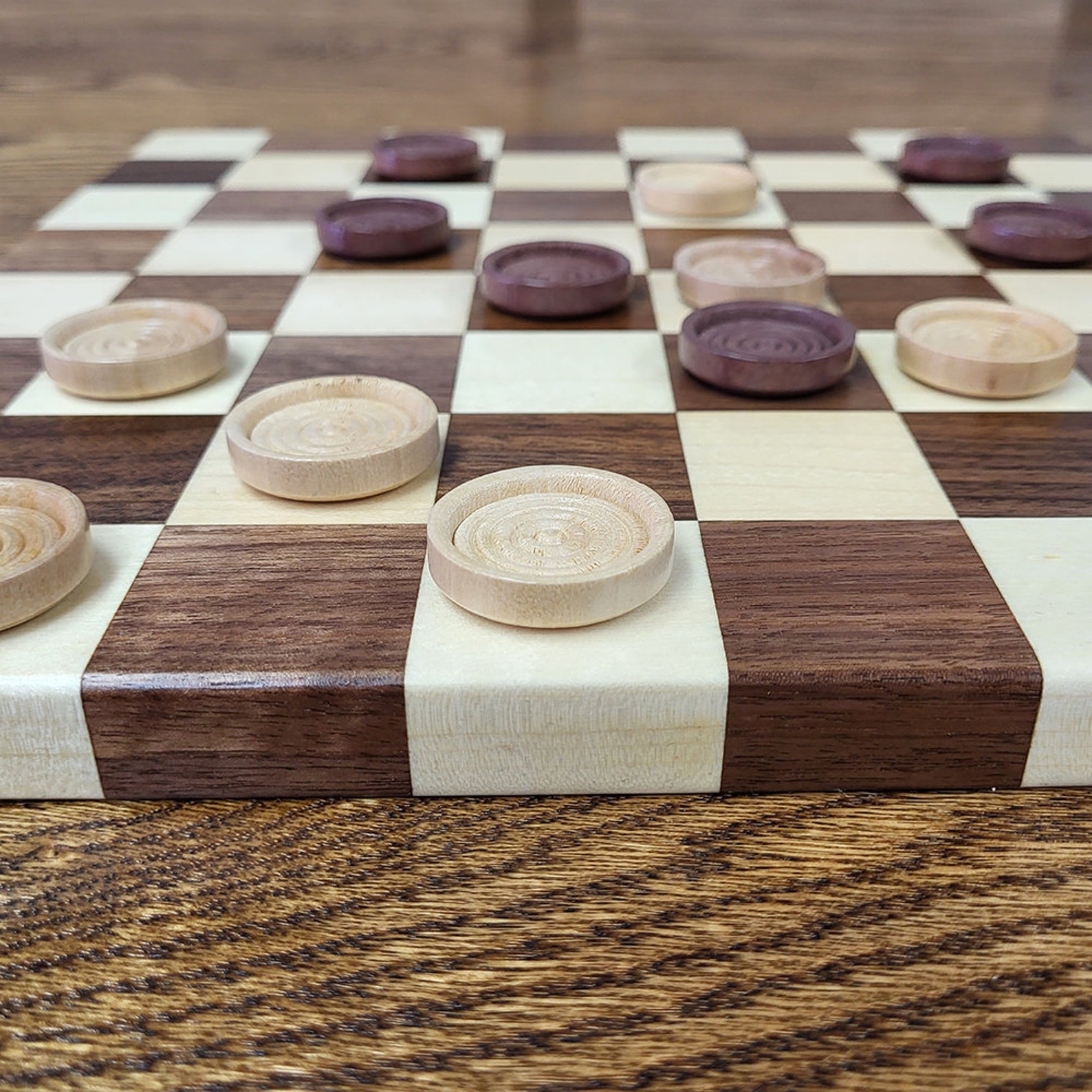 Hand Made Walnut and Maple Checker Board, Chess Board, Wood Board Games ...