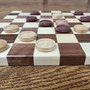 Hand Made Walnut and Maple Checker Board, Chess Board, Wood Board Games ...