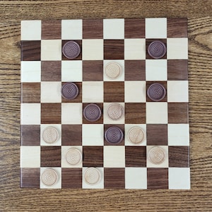 Hand Made Walnut and Maple Checker Board, Chess Board, Wood Board Games ...