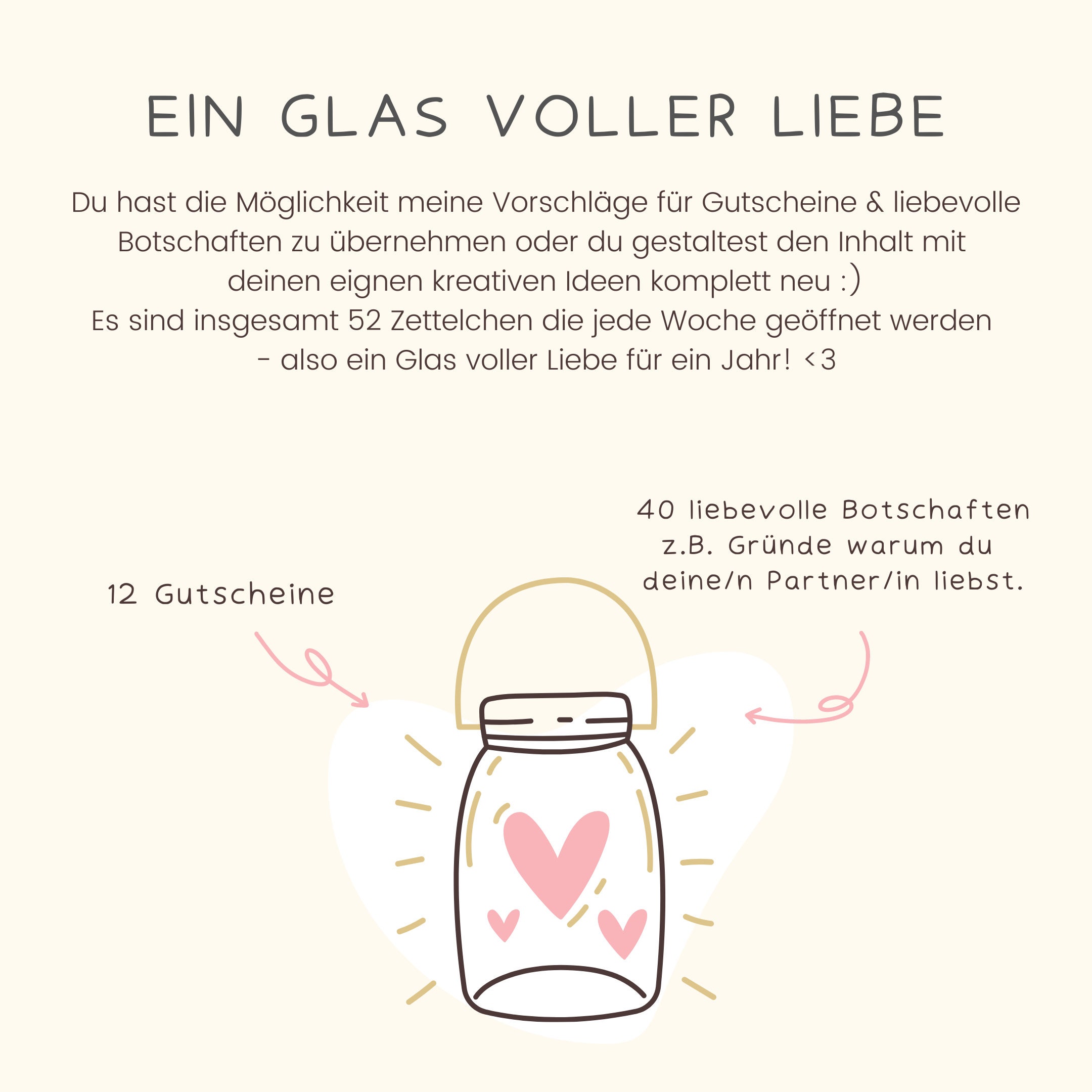 Glas voll Liebe 365 Tage Gründe warum ich dich liebe - Etsy.de