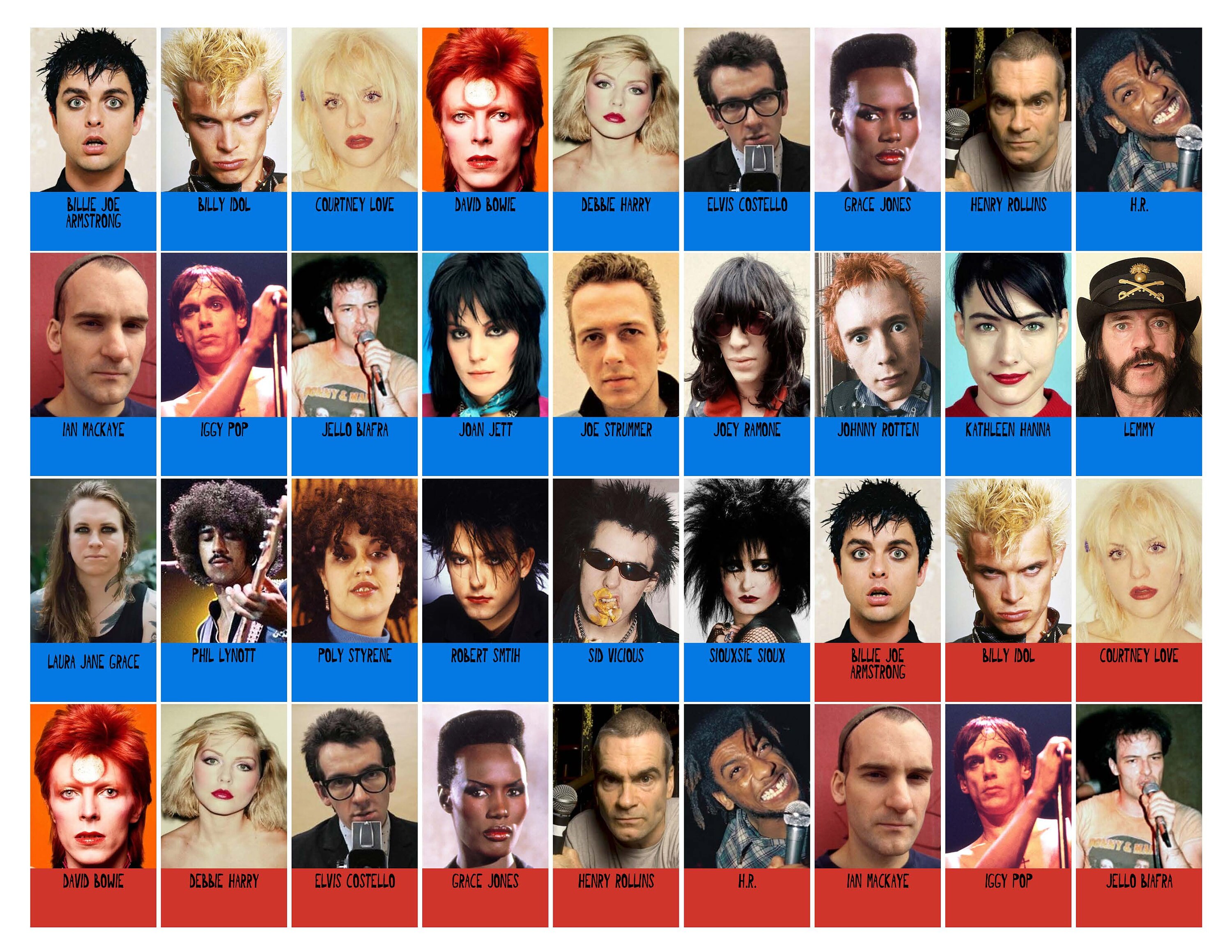 Punk Guess Who - Printable Game Pieces for Guess Who and Whoosit Board ...