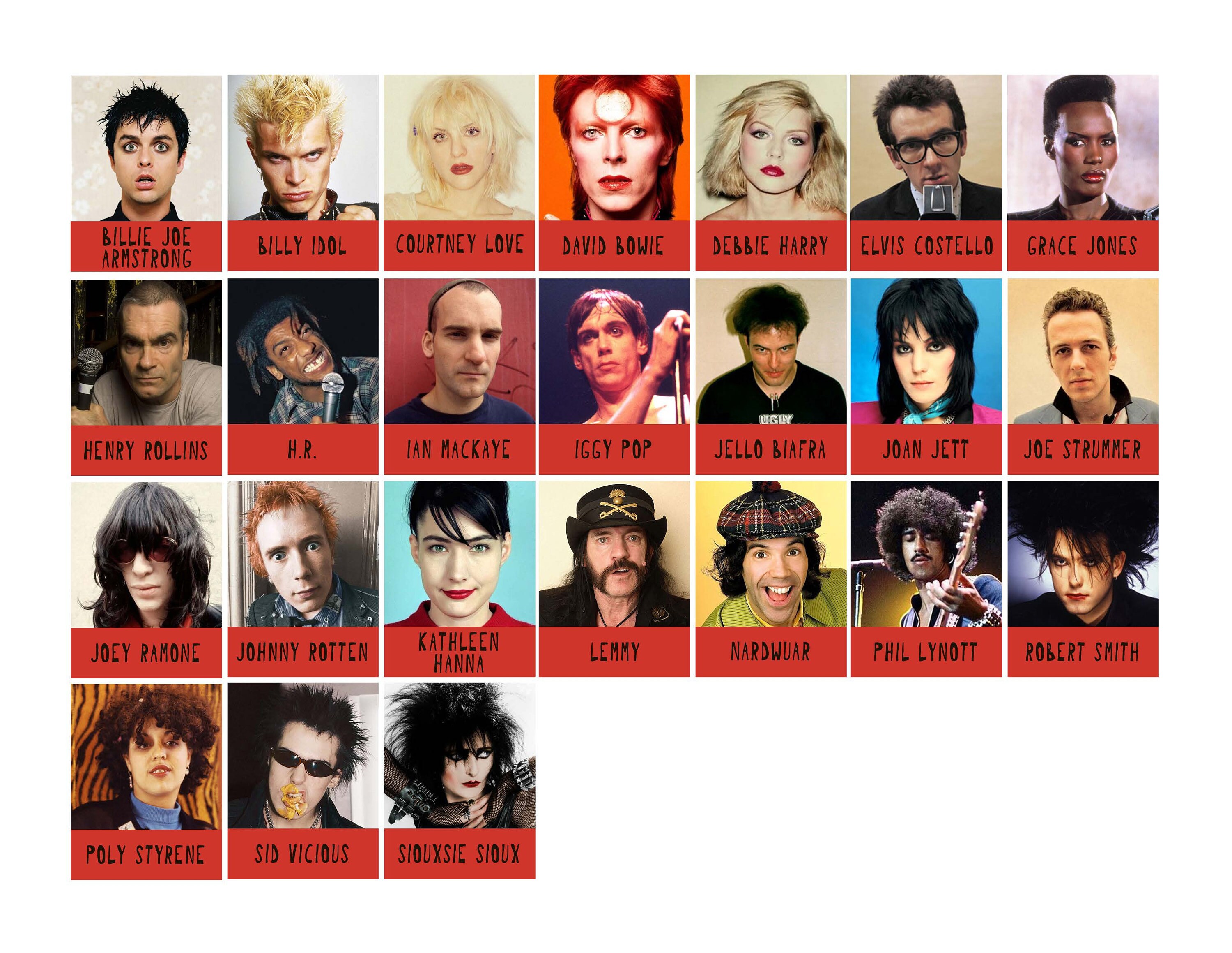 Punk Guess Who - Printable Game Pieces for Guess Who and Whoosit Board ...