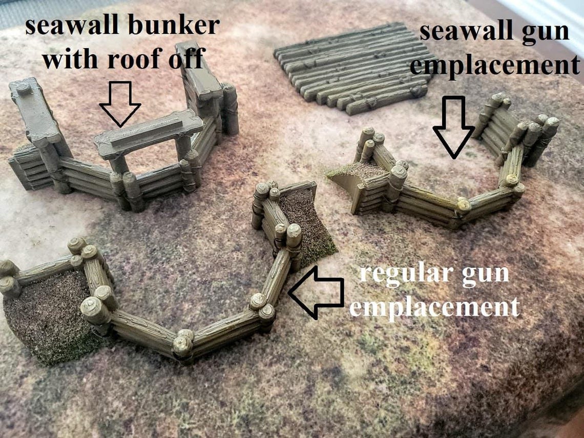 Wargaming Terrain Earthworks Trenches Bunkers Sea Wall| 3D Printed ...