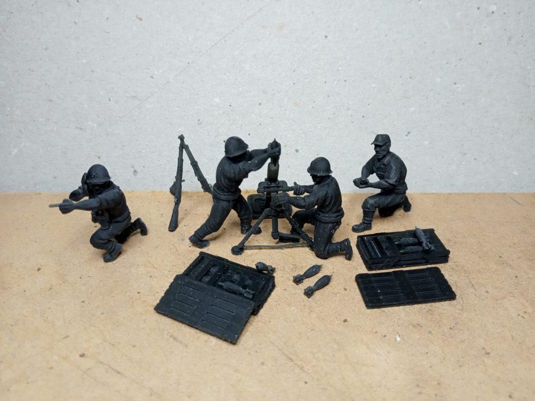 3D Printed Imperial Japan Mortar & Crew Miniatures (1:56 Scale ...