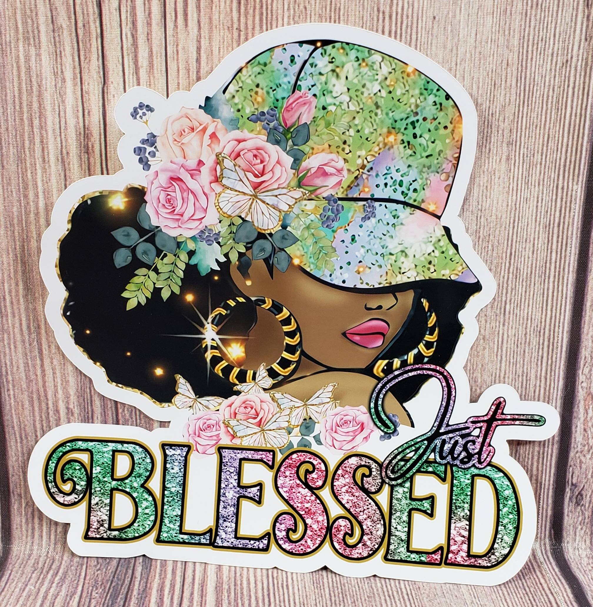 Just Blessed Black Woman Sticker Black Girl Wall Sticker - Etsy