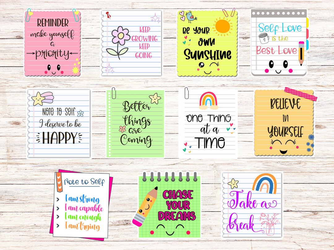 Mental Health Sticky Note Sticker Positive Thoughts Sticker Water ...