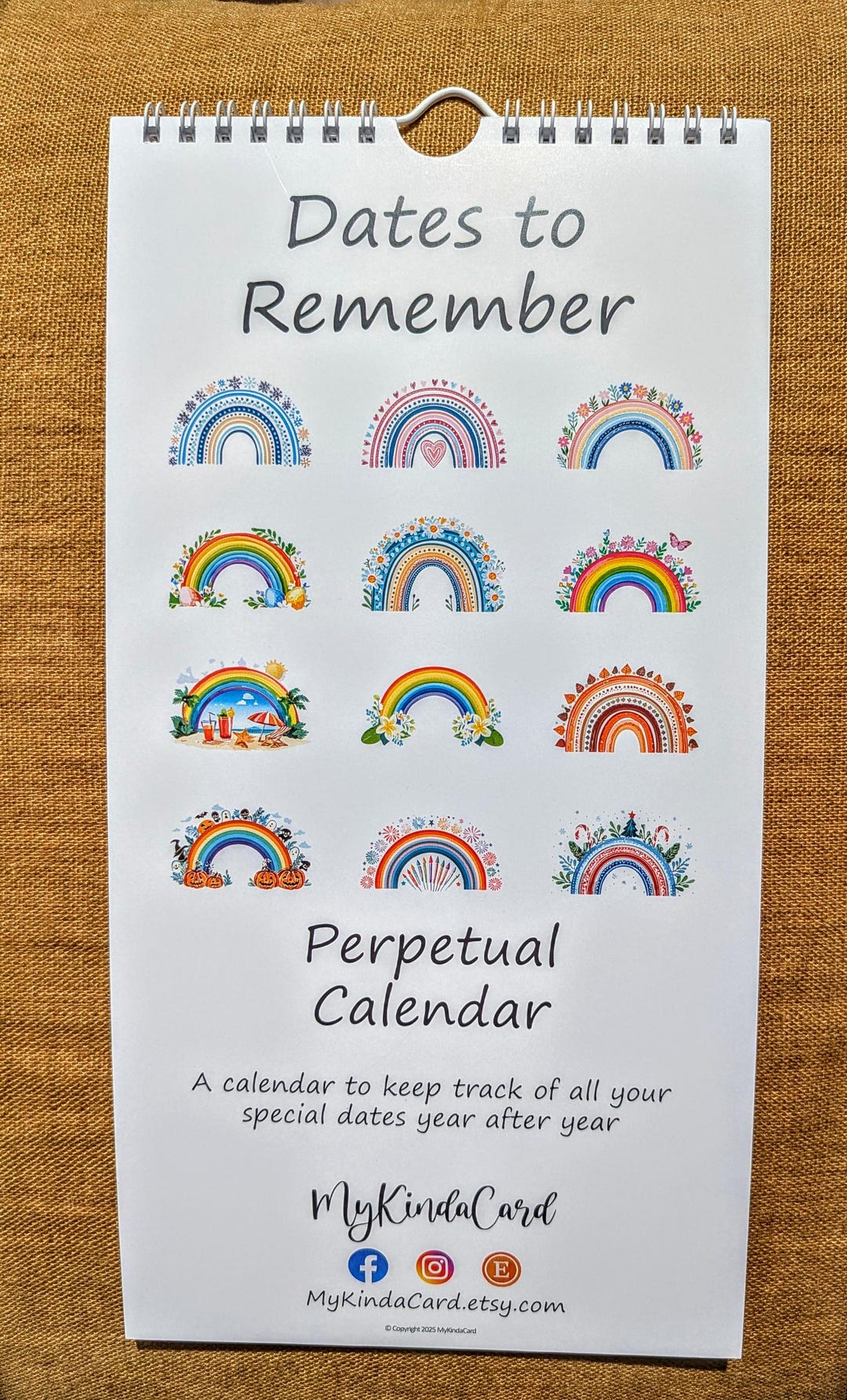 Rainbow Themed - Re-usable/perpetual/birthday/memorable Dates to ...