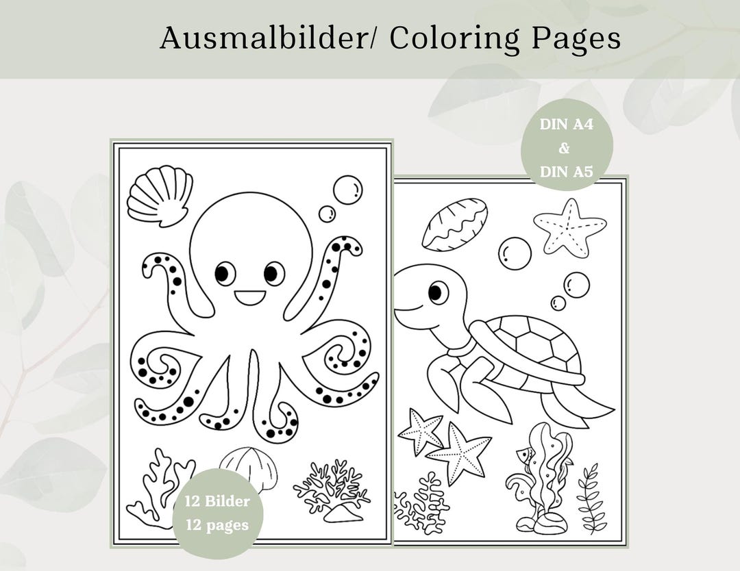 Coloring Pages I Under the Sea, Sea Creatures, to Color Yourself, DIN ...