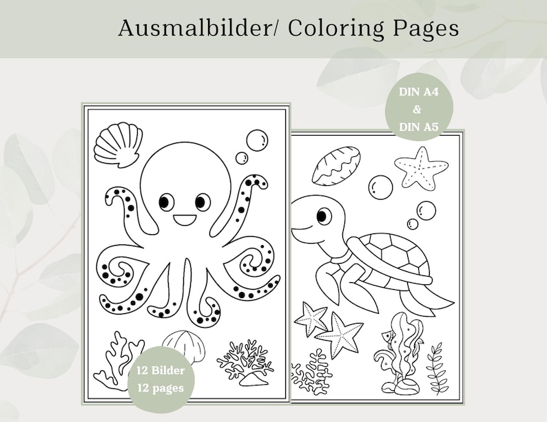 Coloring Pages I Under the Sea, Sea Creatures, to Color Yourself, DIN ...