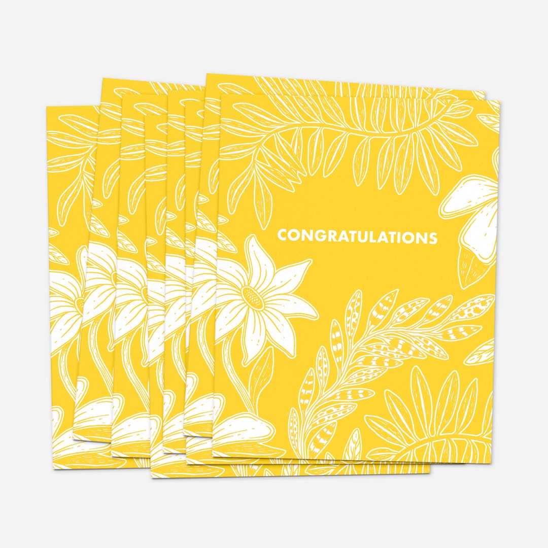 Yellow Floral Congratulations Card Set: Eco-friendly Celebration Cards ...