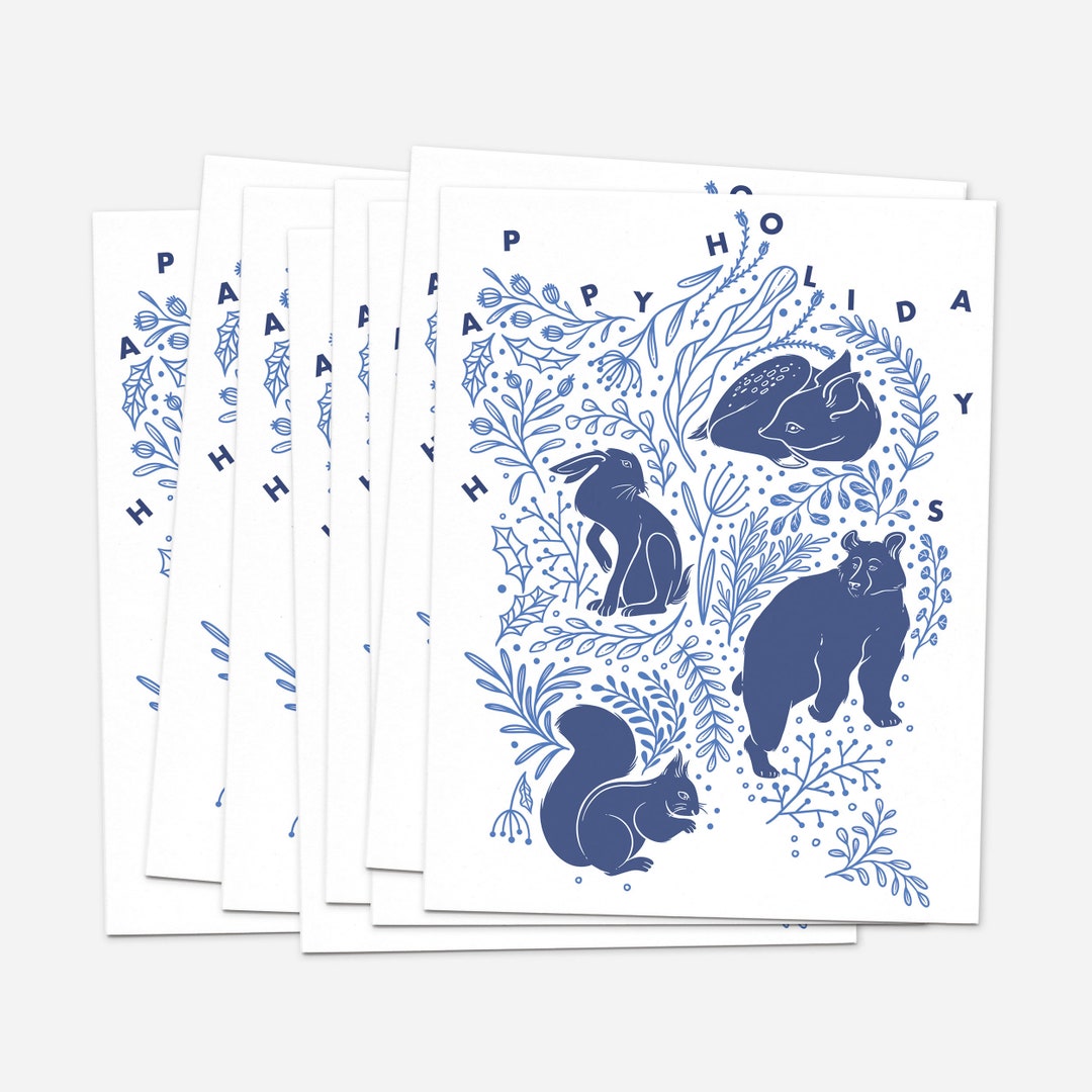 Winter Animals Holiday Cards: Eco-friendly Set of 8 - Etsy