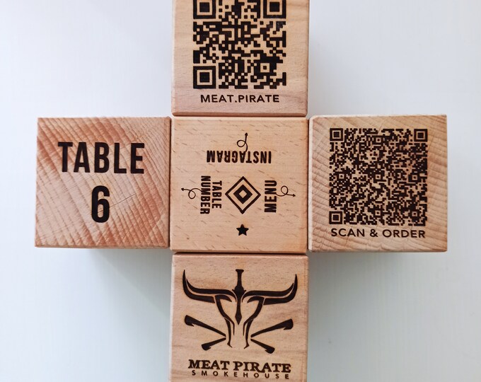Engraved QR Code Plaque to Place on Table Logo, Table Number, Restaurant Menu, Instagram QR Code ...