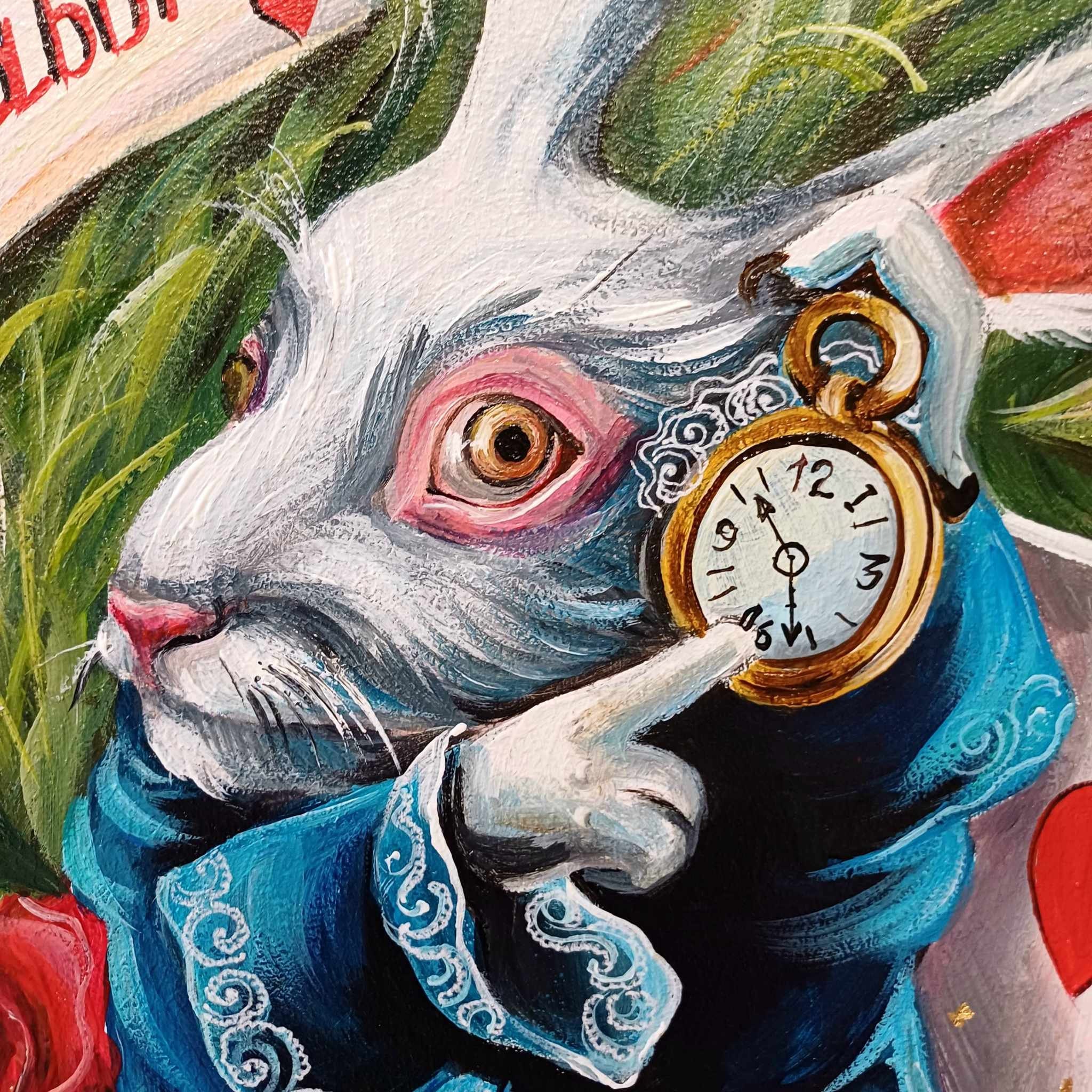 White Rabbit Alice in Wonderland, Art Gift, Original Acrylic Painting ...